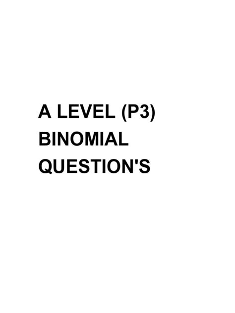 Binomial Questions Pdf