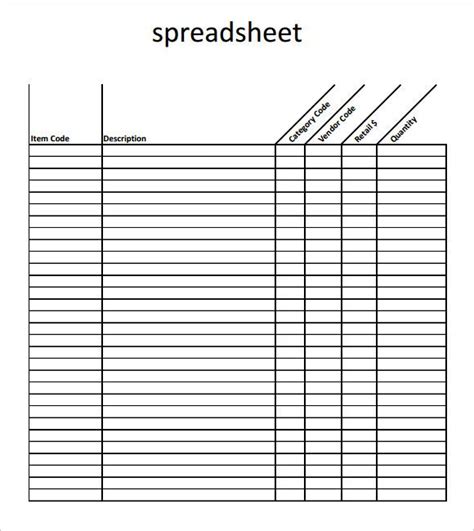 Blank Excel Spreadsheet Templates Spreadsheet Template Template