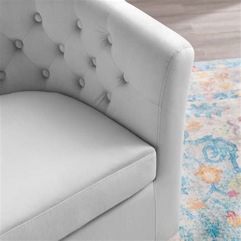 Modway Prospect Performance Velvet Tufted Swivel Arm Chair In Light Gray Homesquare
