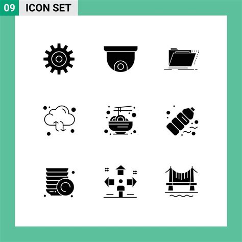 User Interface Pack Of 9 Basic Solid Glyphs Of China Arrow Catalog Sync Cloud Editable Vector
