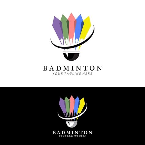 육상 경기에 대 한 배드민턴 로고 디자인 벡터 아이콘 프리미엄 벡터