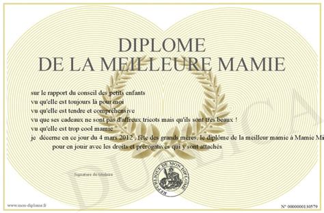 Diplome De La Meilleure Mamie