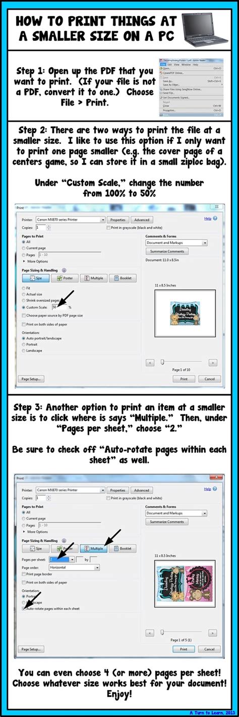 How To Print Anything At A Smaller Size A Turn To Learn