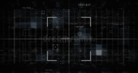 animation of squares over data processing on black background stock