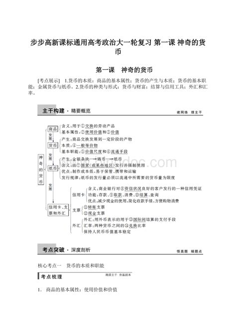 步步高新课标通用高考政治大一轮复习 第一课 神奇的货币Word文档下载推荐 docx 冰点文库