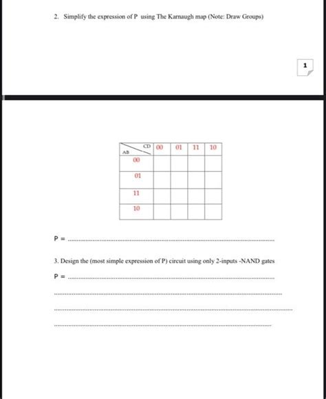2 Simplify The Expression Of P Using The Karnaugh