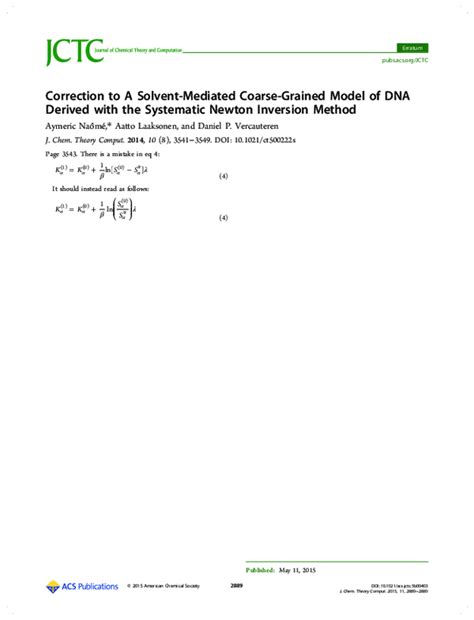 pdf correction to a solvent mediated coarse grained model of dna
