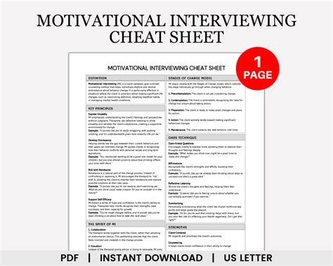 Motivational Interviewing Cheat Sheet Motivational Interviewing