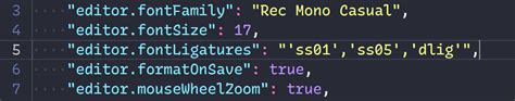 opentype features does not get applied in vs code for recursive