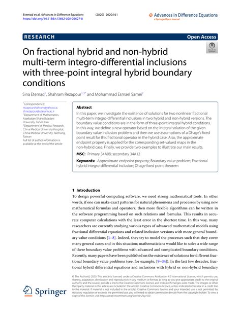 Pdf On Fractional Hybrid And Non Hybrid Multi Term Integro