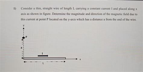 Solved Consider A Thin Straight Wire Of Length L Carrying A Chegg