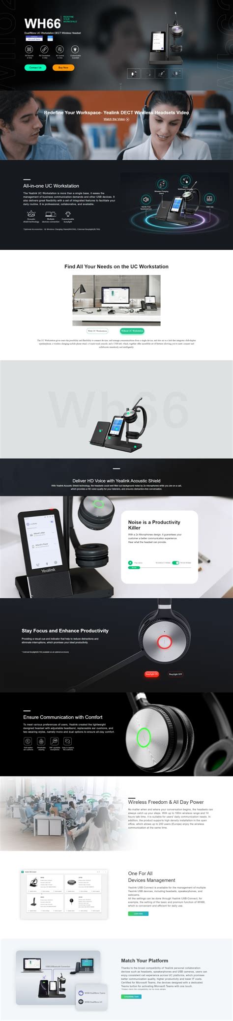 Yealink Wh Dual Teams Edition Dect Wirelss Headset With Touch Screen Busylight On Headset