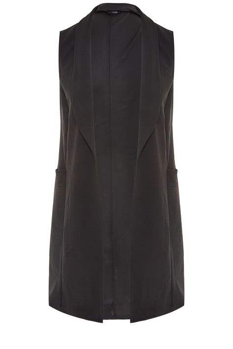 Plus Size Black Sleeveless Blazer Yours Clothing