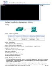 Lab Configuring A Switch Management Address FINISHED Lab Configuring A Switch