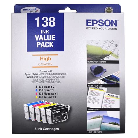 NEW Epson Ink Cartridge Ink Cartridge High Capacity Value Pack 138