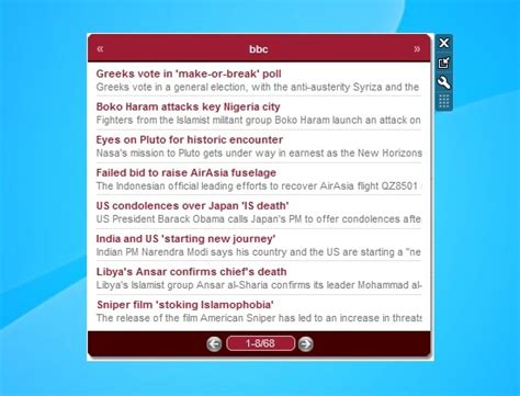 Feed Reader Windows Desktop Gadget