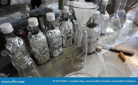 Laboratory Glass Bottles And Tools Stock Image Image Of Biology
