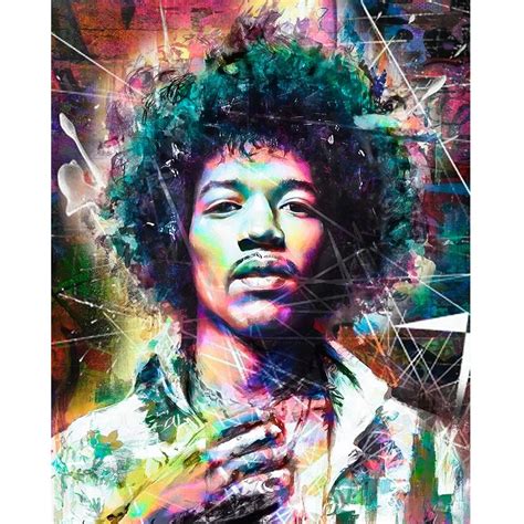 Tableau Portrait Jimi Hendrix Aux Couleurs Fun Pour Déco Stylée