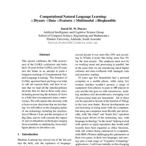 Computational Natural Language Learning 20years Data Features