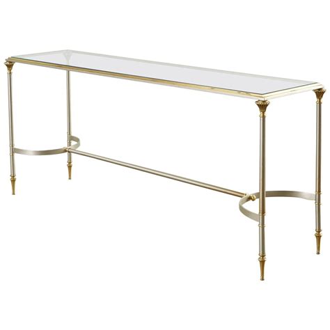 Maison Jansen Style Steel And Brass Console Table At 1stdibs Maison
