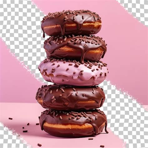 Premium PSD Chocolate Donuts Photographed On Transparent Background
