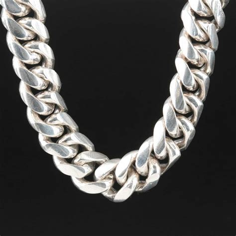 Sterling Curb Link Chain Necklace Ebth