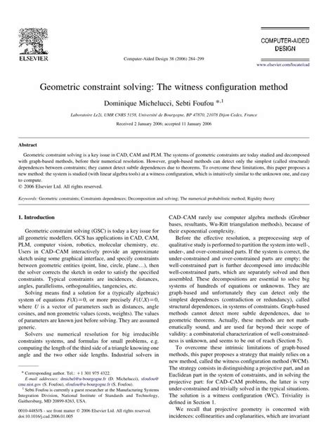 Pdf Geometric Constraint Solving The Witness Configuration Method