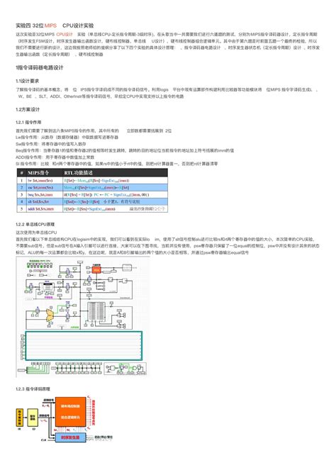 32位mips Cpu设计实验详解：指令译码与时序发生器 Csdn文库