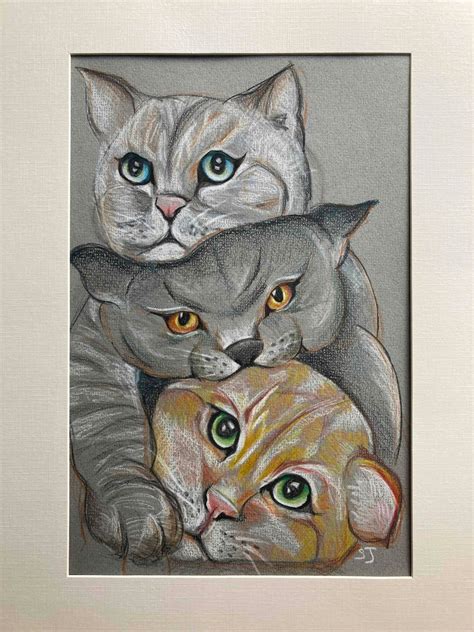 Cat Portrait Cute Cats Cat Art Colour Pencil Folksy