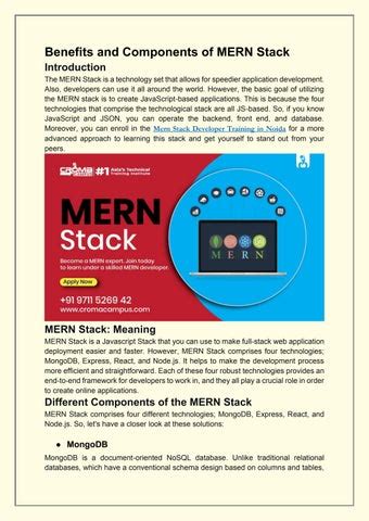 Benefits And Components Of Mern Stack By Shams Issuu