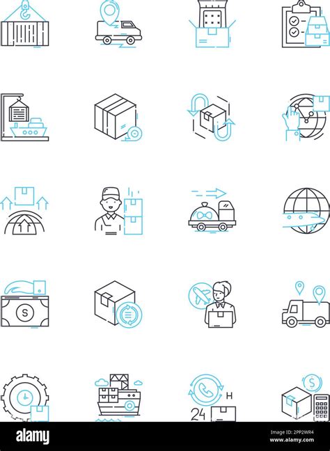 Servicios de carga lineal iconos set Envío Carga Logística
