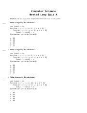 Nested Loops Quiz Computer Science Course Hero