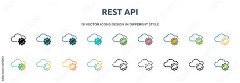 Rest Api Icon In 18 Different Styles Such As Thin Line Thick Line Two