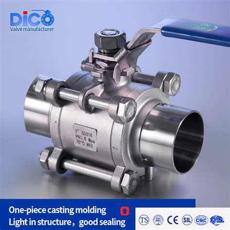 Dico Full Bore 1000wog Food Grade Sanitary Type CF8 Butt Weld End 3PC