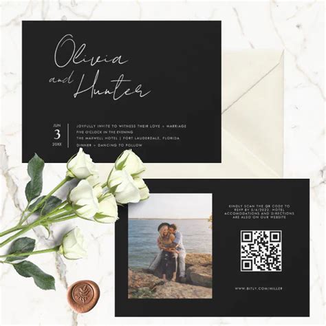 Modern QR Code Photo Wedding Invitation Zazzle