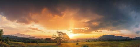 Vista panorâmica inspiradora de um céu pôr do sol de tirar o fôlego em
