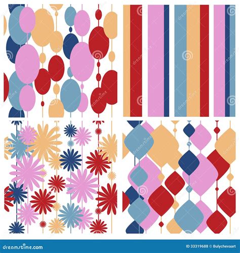 Set Seamless Festive Patterns Stock Vector Illustration Of Drawing