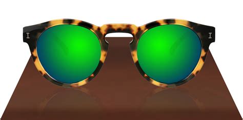 Illesteva Leonard Tortoise With Green Mirrored Lenses Sunglasses