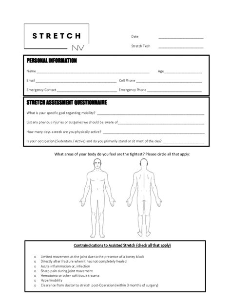 Fillable Online Personal Information Stretch Assessment Fax Email