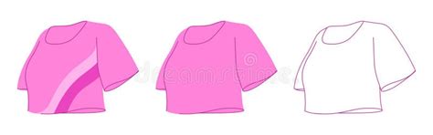 Sports Woman Pink T Shirt Vector Illustration Crop Top Fashion Flat