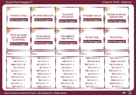 Irregular Verbs Game ESL Expertz