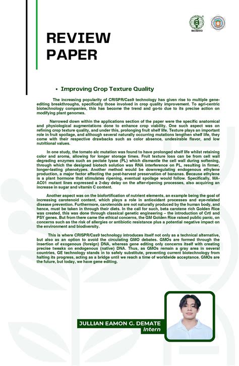 Internship Exit Report 2024 Bioseed Research Philippines Inc