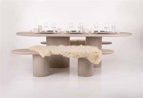 Natural Plaster Dining Table Column 300 By Isabelle Beaumont For Sale At 1stdibs
