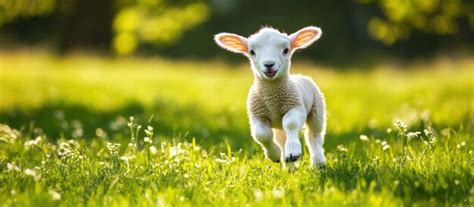 Cute Lamb In A Field Premium Ai Generated Image