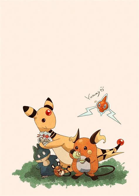 Rotom Raichu Dedenne Ampharos Munchlax And 1 More Pokemon Drawn