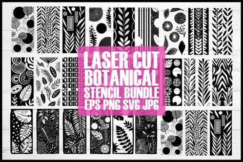 Laser Cut Botanical Stencil Bundle Graphic By Musafirfashion · Creative Fabrica