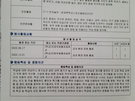 우리딸의 첫 초등학교 성적표 너무나 감사했던 1학년 생활 성적표 초등학교 1학년