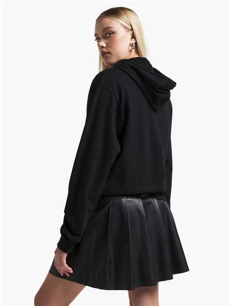 Womens Black Pu Pleated Mini Skirt