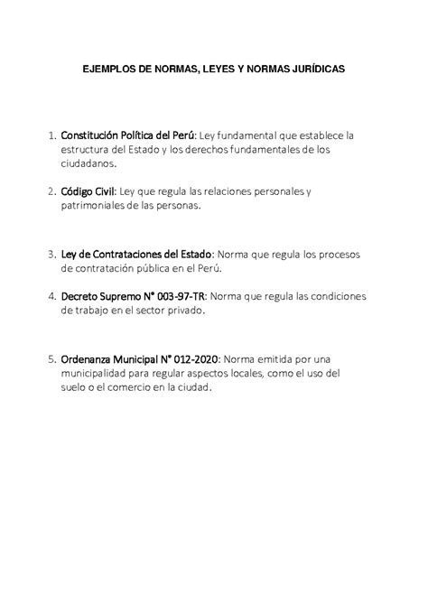 Ejemplos De Normas Historia Ejemplos De Normas Leyes Y Normas