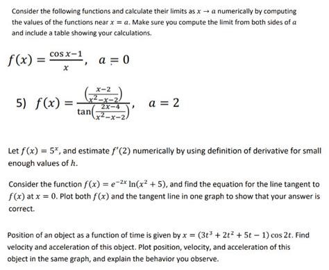 Solved Consider The Following Functions And Calculate Their